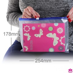 Blue Zip Slider Bag - C5+ - 254mm wide x 178mm long, 125 micron thickness