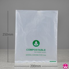 Clear Compostable Packing Bag - Medium - 200mm wide x 250mm long, 40 micron