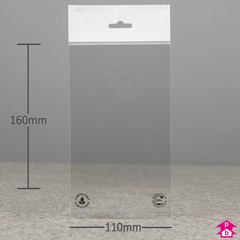 Compostable Header Bag with Euroslot - C6 - 110mm wide x 160mm long, 30 ...