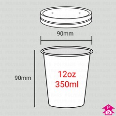 Kraft Food Tub with Vented Lid (350ml / 12oz) - 90mm diameter (top) x ...