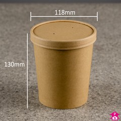 Kraft Food Tub with Vented Lid (900ml / 32oz) - 118mm diameter (top) x ...