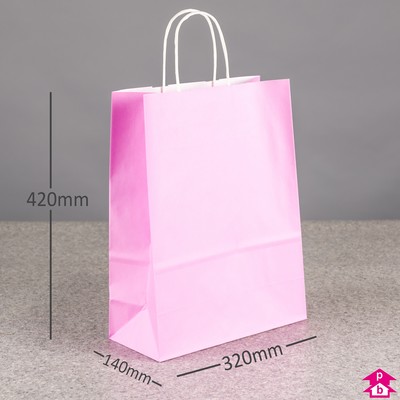 Pale Pink Paper Carrier Bag Large 320mm wide x 140mm gusset x 420mm high