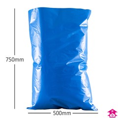 Blue Builders' Sack - Heavy Duty 500mm wide x 750mm long, 120 micron ...