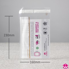 Clear Mailing Envelope 160mm x 230mm x 38 micron