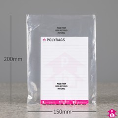 Clear Polybag (100% Recycled) 150mm x 200mm x 40 micron (6" x 8" x 160 ...