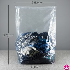Clear Refuse Sack - Extra Long 450mm opening to 725mm wide x 975mm long ...