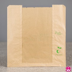 Compostable Film Front Bag - Large 250mm wide x 250mm long (Large)