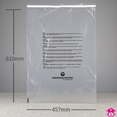 Peel and Seal Safety Polybag - Biodegradable + Perforated + PWN - Large ...