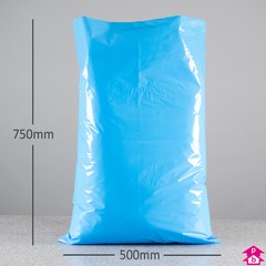 Sky Blue Builders' Sack - Heavy Duty 500mm wide x 750mm long, 75 micron ...